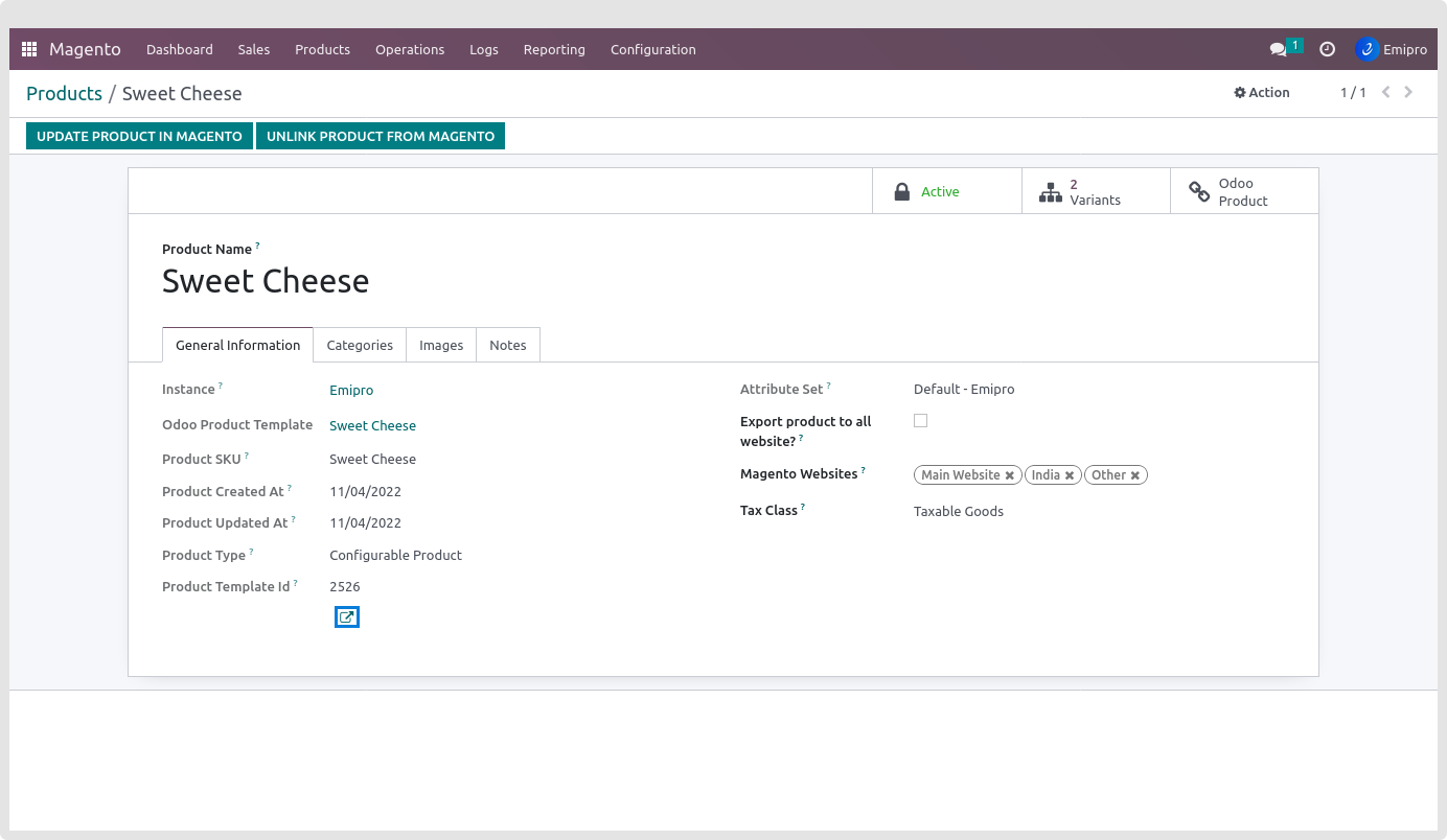 Magento Product Link Odoo Magento2 Connector By Emipro