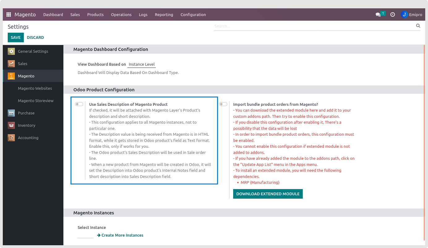 Export Product - Odoo Magento2 Connector By Emipro