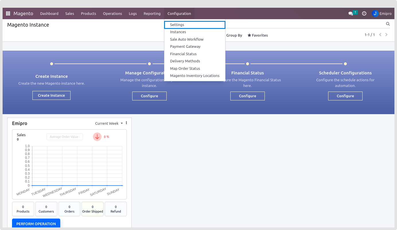 Create Instance From Configuration Odoo Magento2 Connector By Emipro