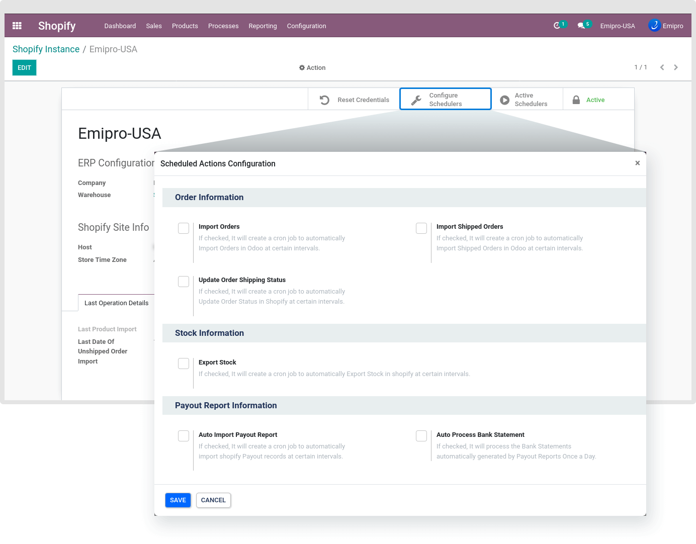 Automatic Scheduler Configuration - Shopify Odoo Connector By Emipro Automatic Scheduler Configuration - Shopify Odoo Connector By Emipro
